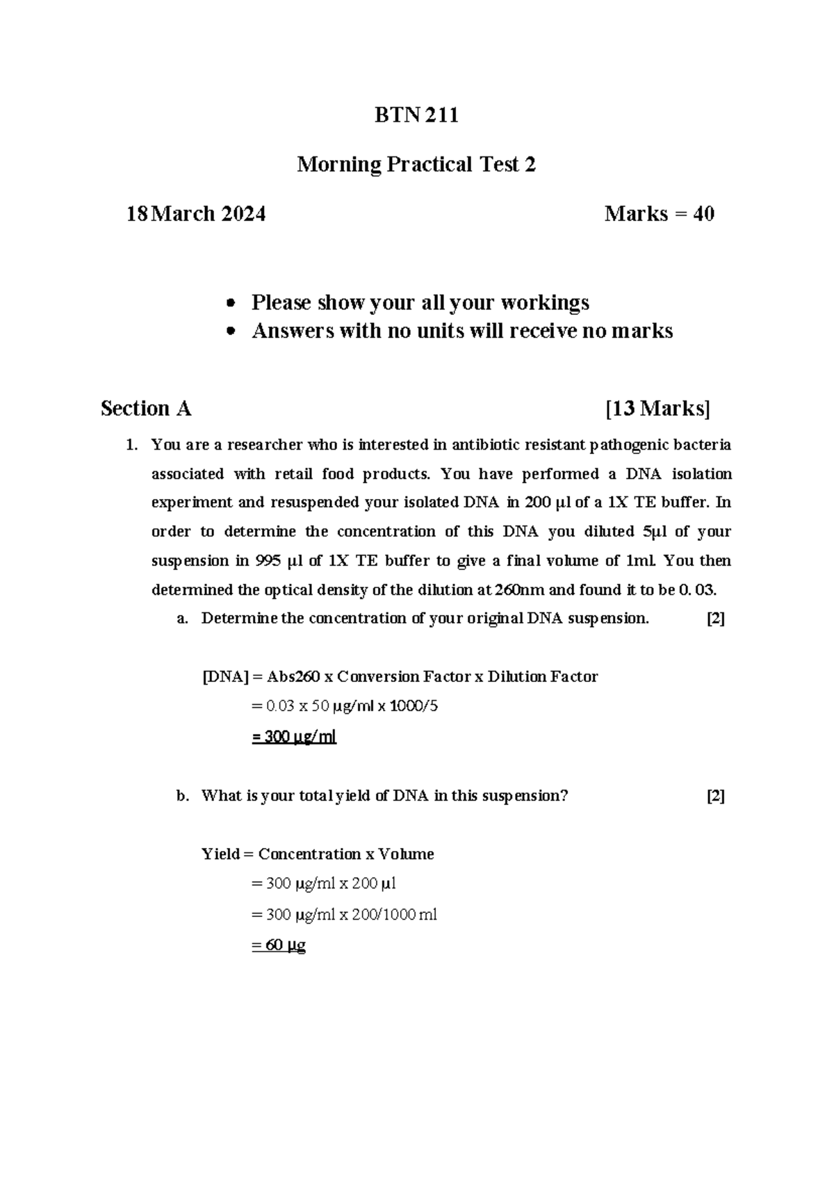 BTN 211 Practical Test 2 Morning Group - BTN 211 Morning Practical Test ...