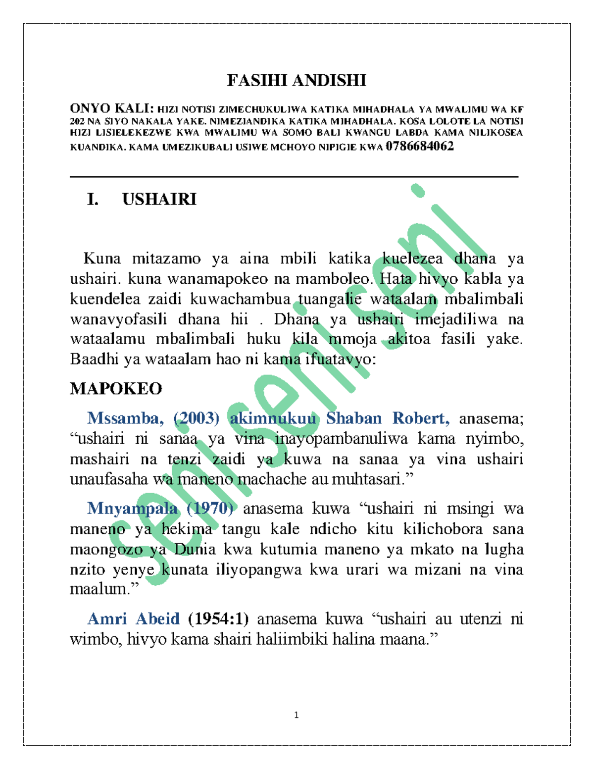 Fasihi Andishi - Summary Bachelor of Journalism - FASIHI ANDISHI ONYO ...
