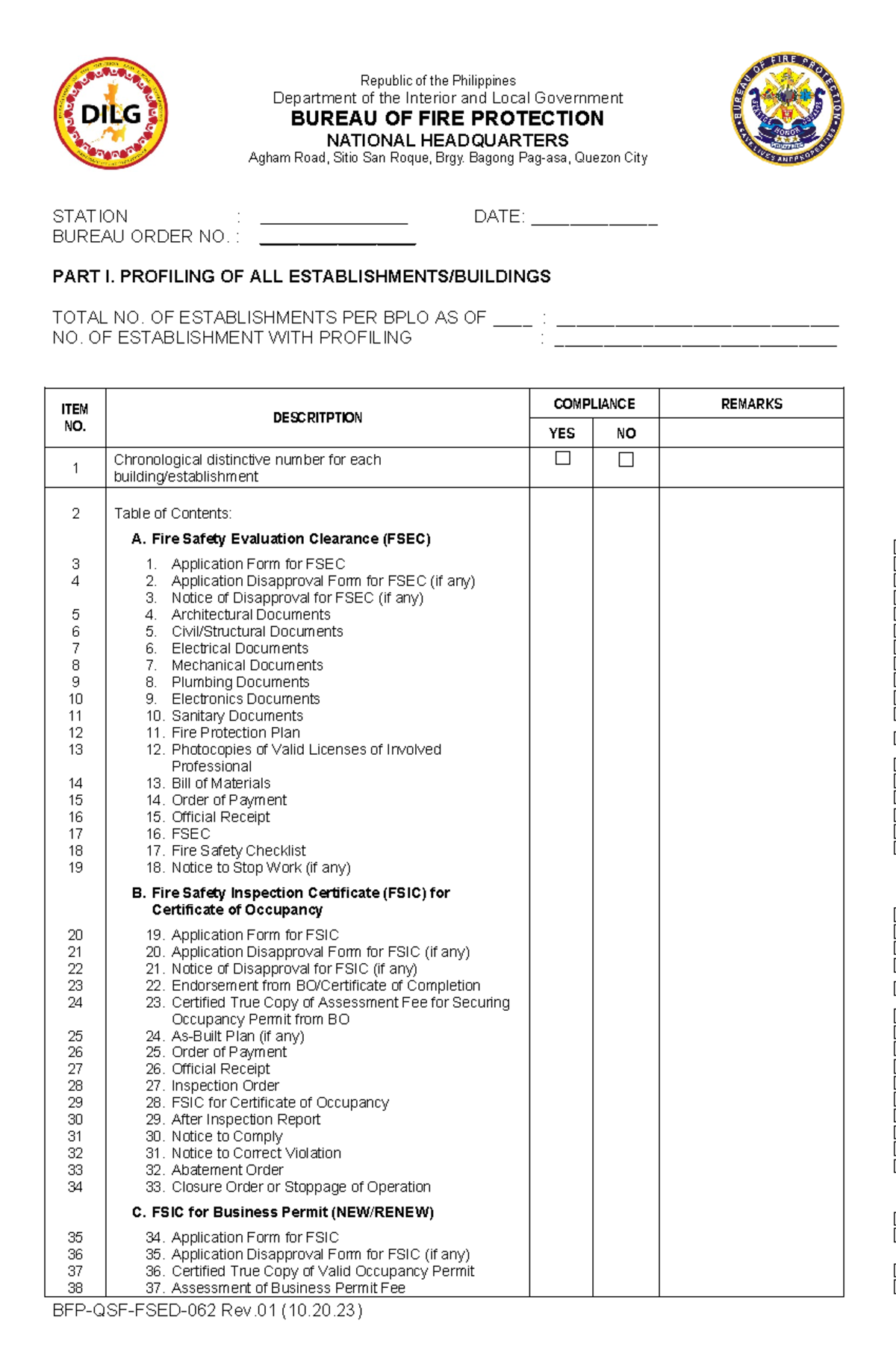 FSED-62F-Validation-Team-Checklist-Rev01 - Republic of the Philippines ...