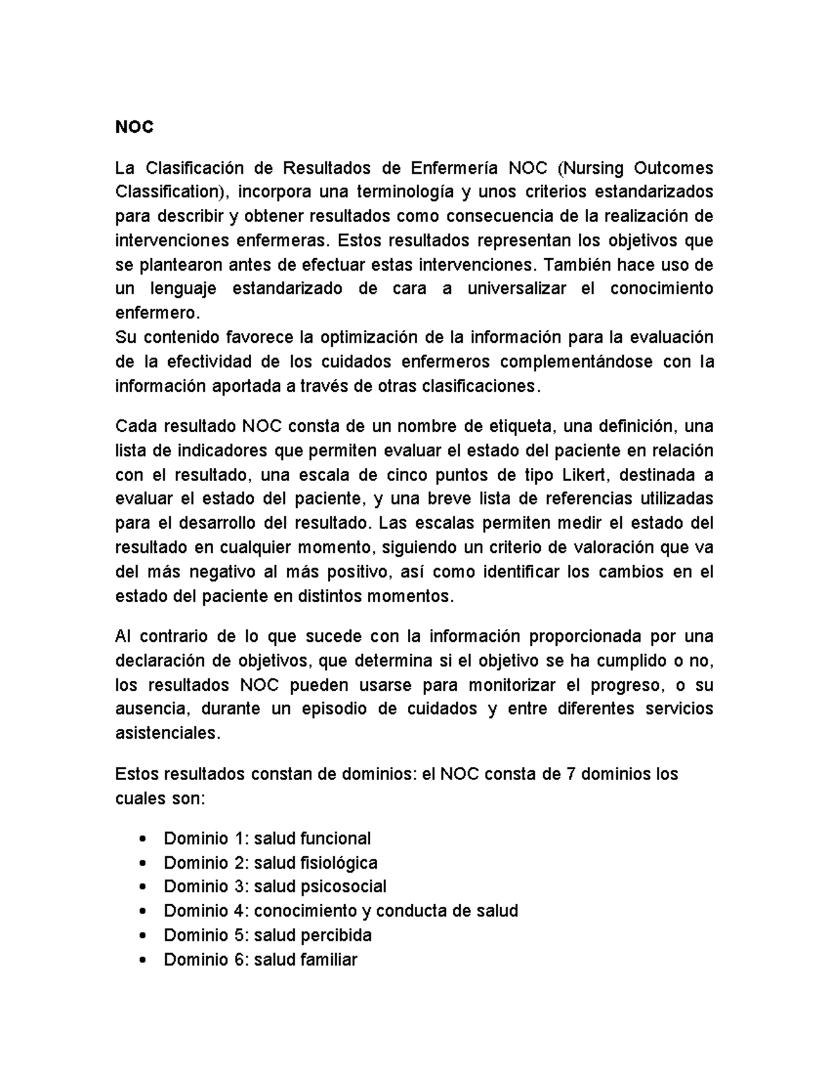 Resumen DEL NOC Jessica CRUZ J - NOC La Clasificación de Resultados de ...