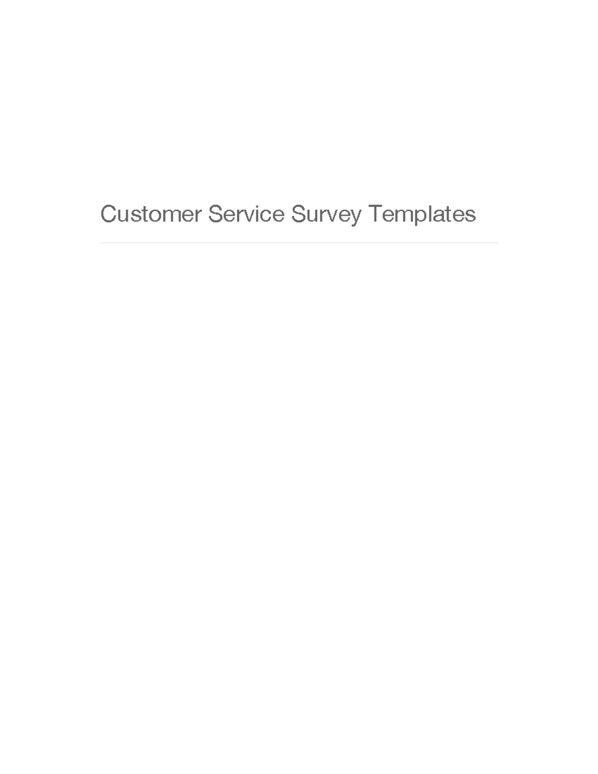 Customer Service Survey Templates - Customer Service Survey Templates ...