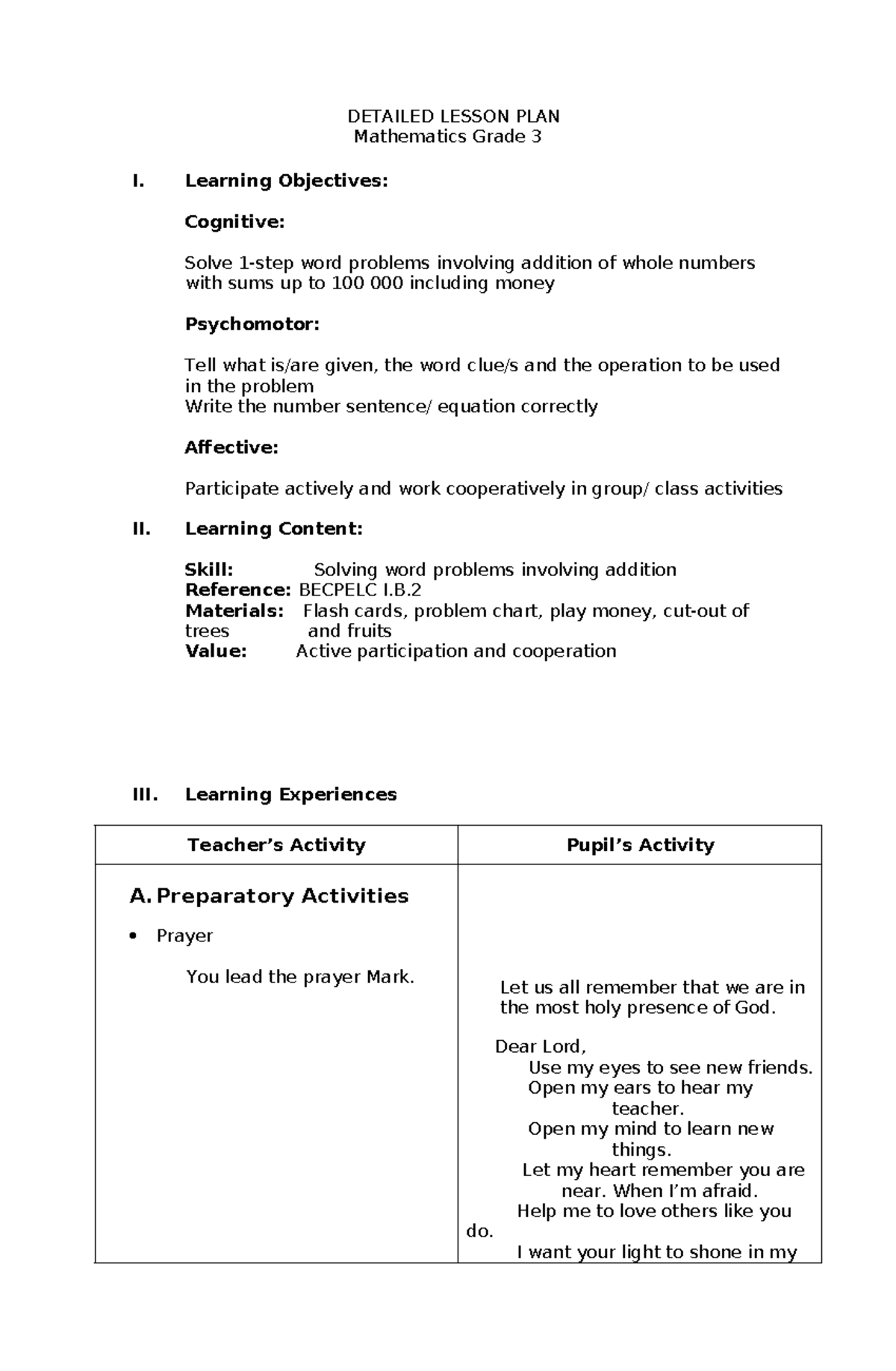 Anthony MARK Zenarosa BEED2-1 Lesson LAN Grade 3 - Copy - DETAILED ...
