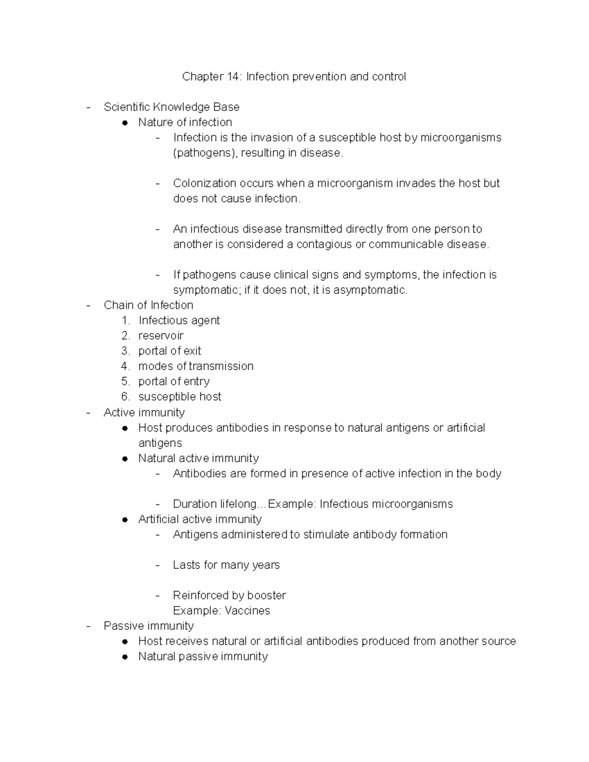 Chapter 14- Infection prevention and control - Chapter 14: Infection ...