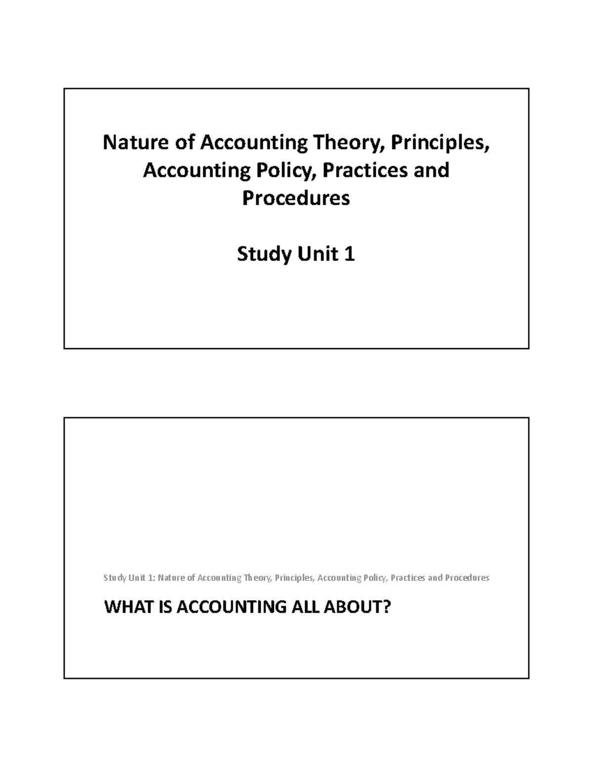 FAC1501 SU1 2017 - Tabaldi notes - Nature of Accounting Theory ...