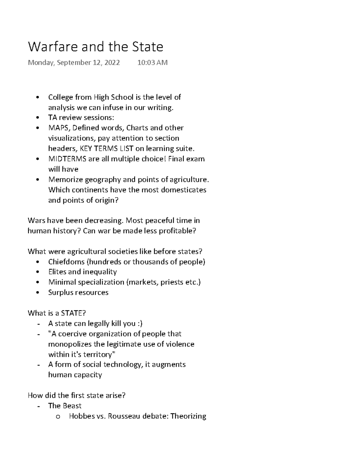 Warfare and the State - Jon Felt - College from High School is the ...