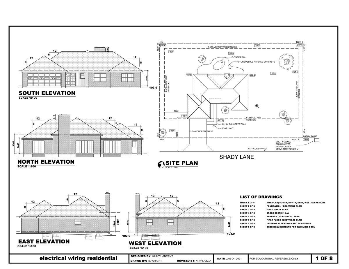 Combined - Drawings for test and quiz - 610 2440 8 12 SOUTH ELEVATION ...