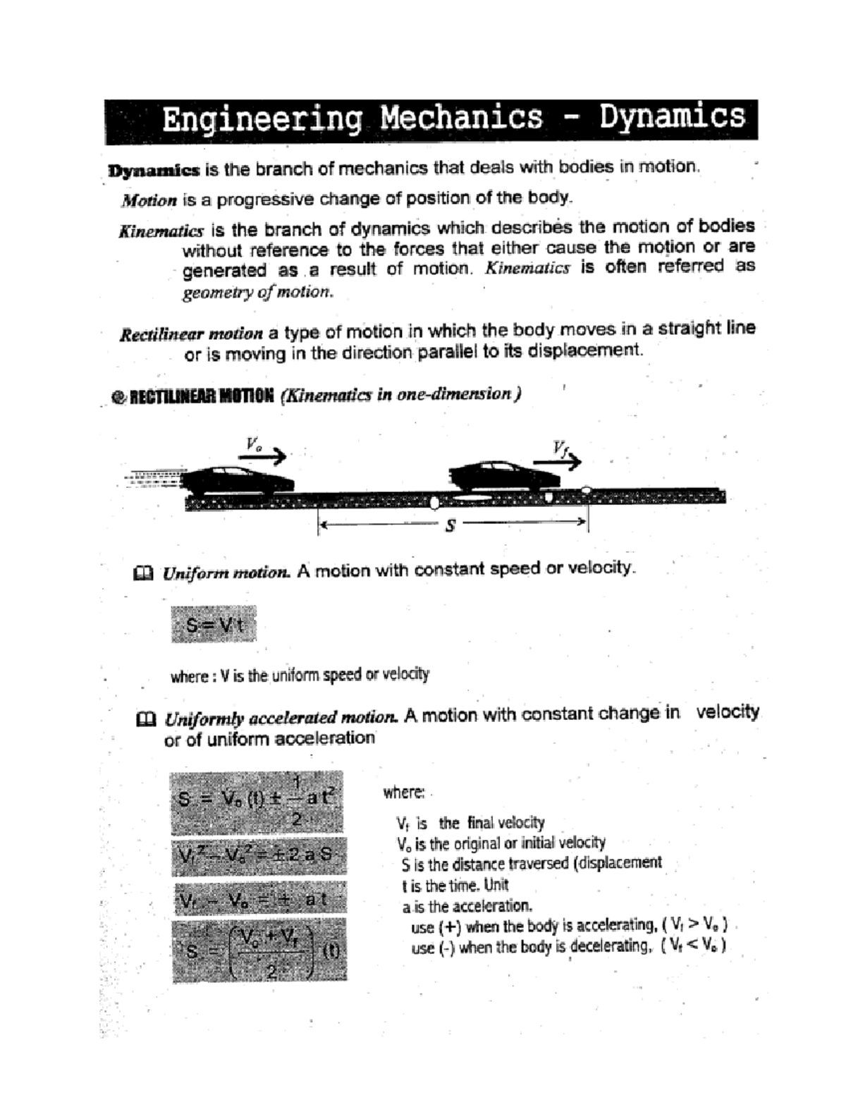 Dynamics - Motion is a progressive change of position of the body ...
