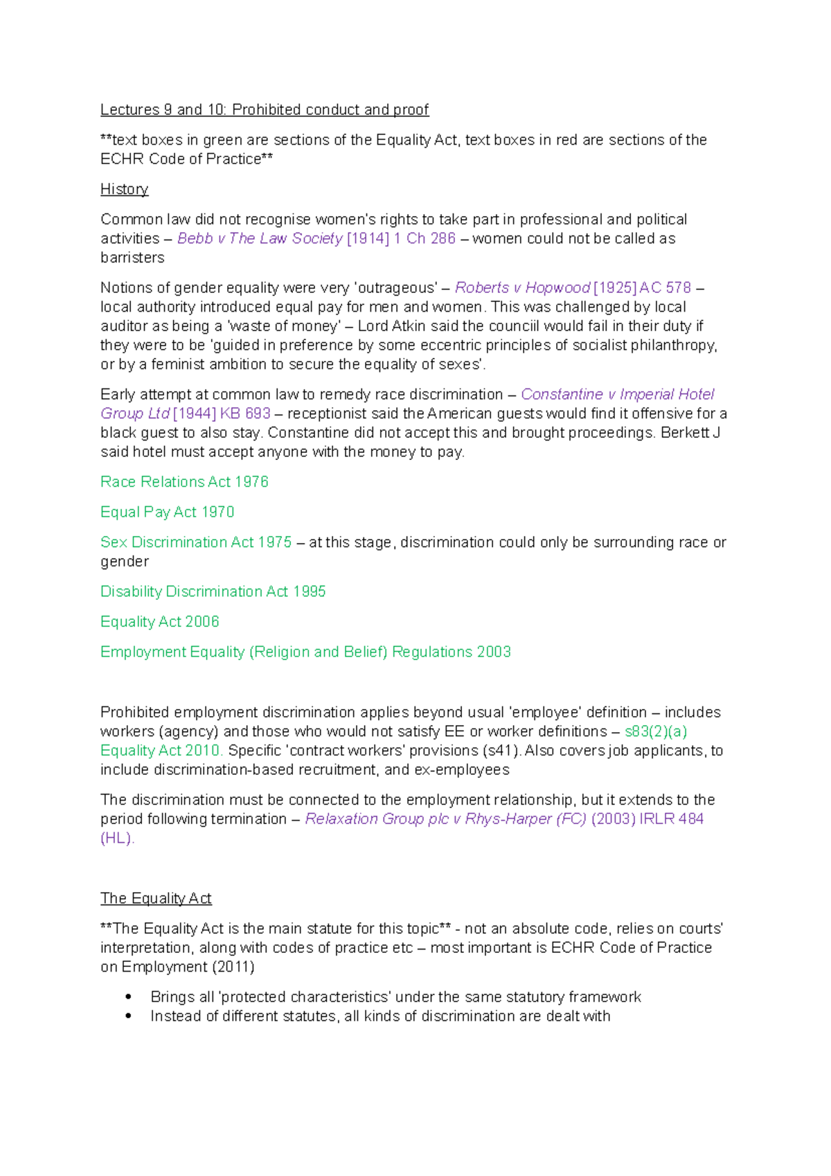 Discrimination 1 - Lecture notes 5 - Lectures 9 and 10: Prohibited ...