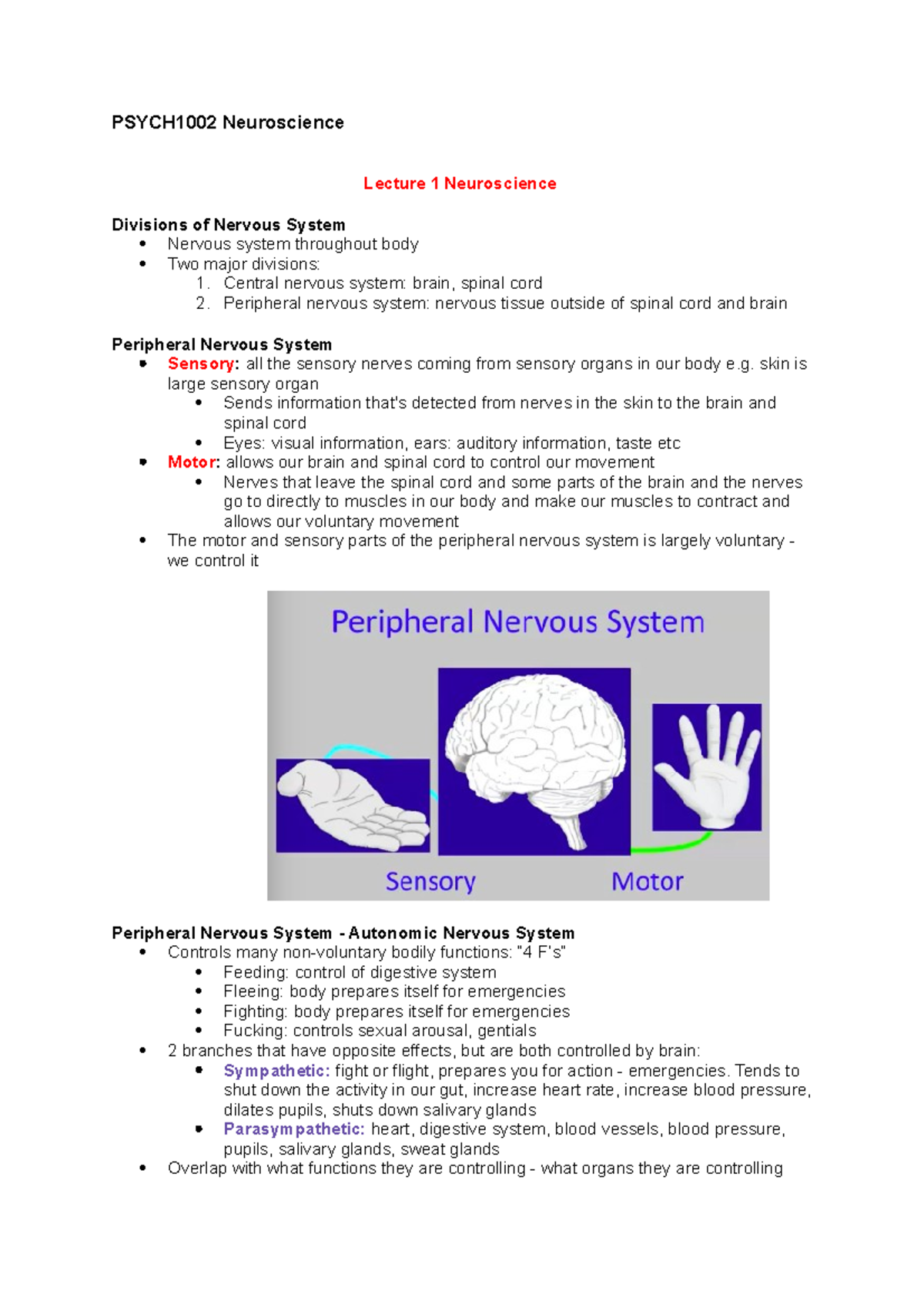 Psych 1002 Neuroscience - PSYCH1002 Neuroscience Lecture 1 Neuroscience ...