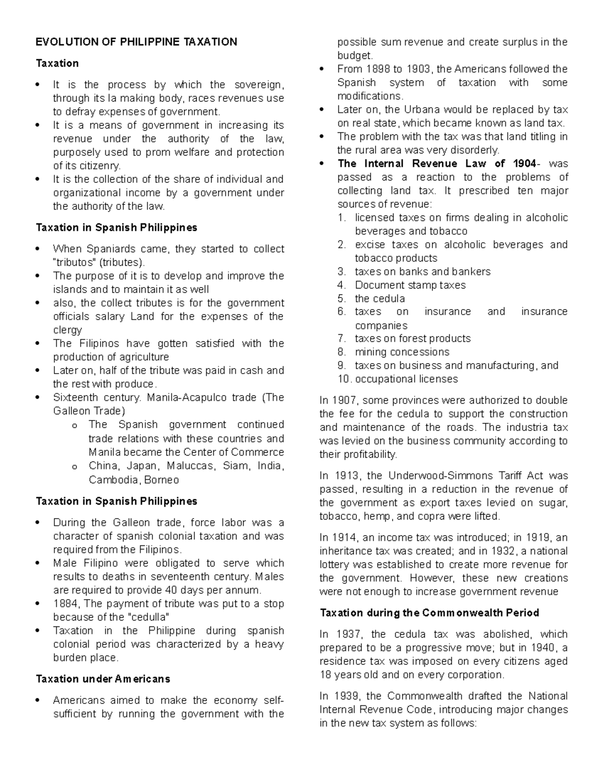 Evolution OF Philippine Taxation - EVOLUTION OF PHILIPPINE TAXATION ...