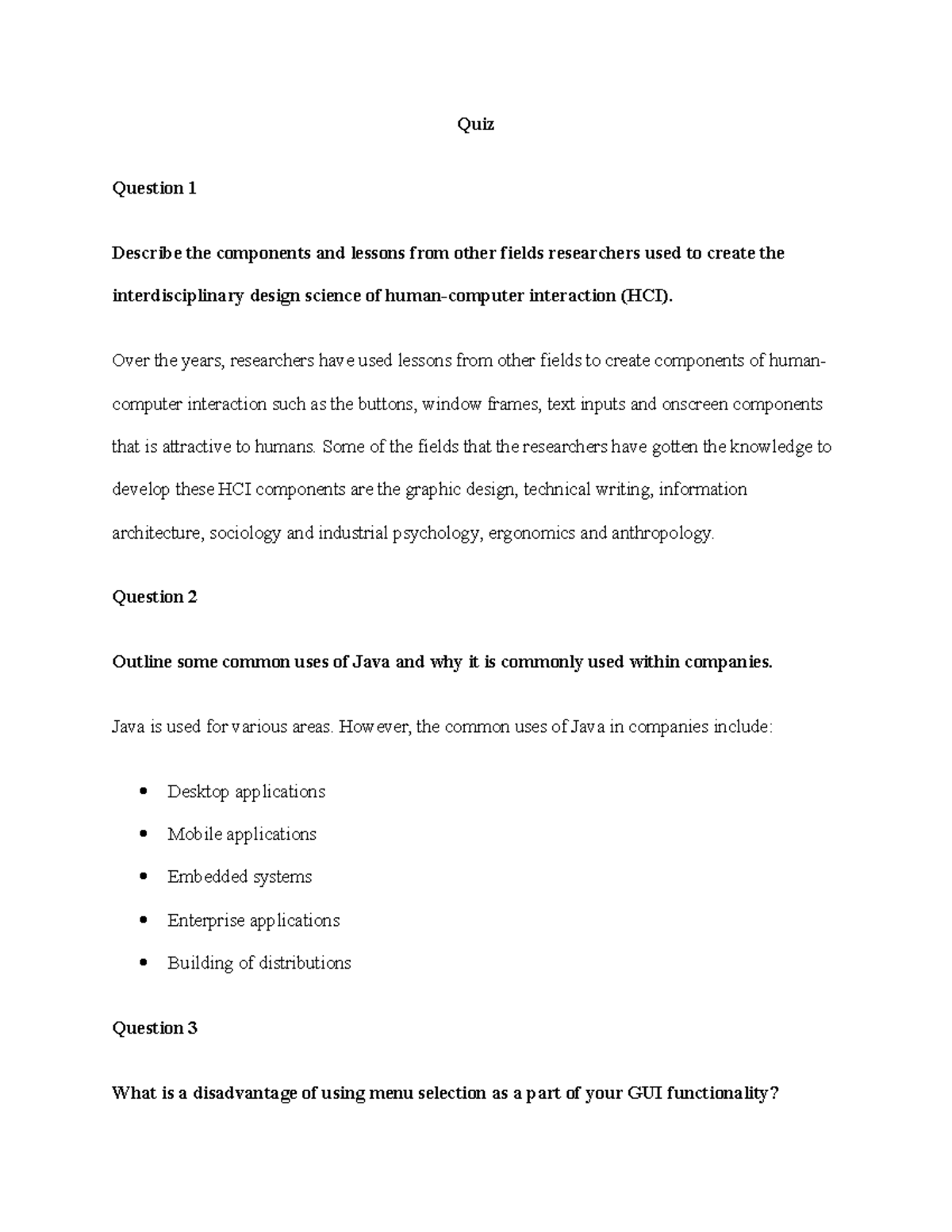 Quiz - Quiz - Quiz Question 1 Describe the components and lessons from ...