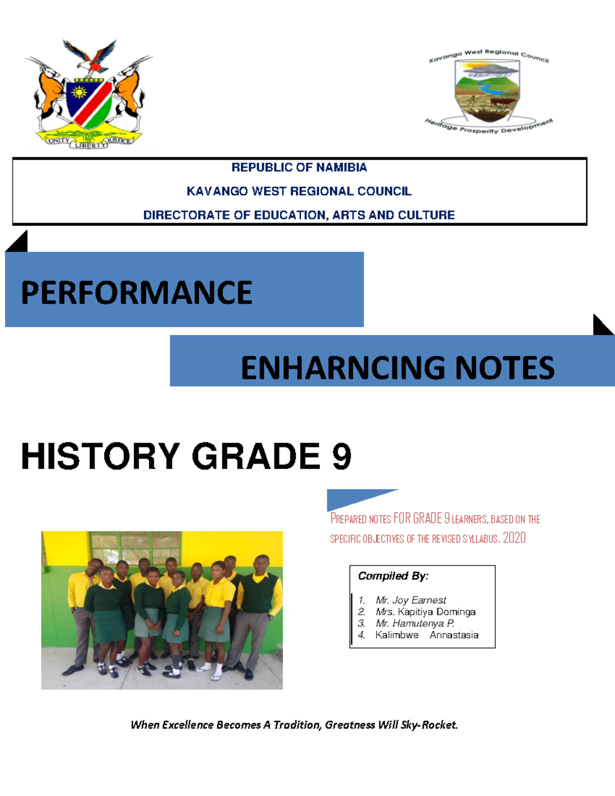Grade 9 History Textbook - REPUBLIC OF NAMIBIA KAVANGO WEST REGIONAL ...