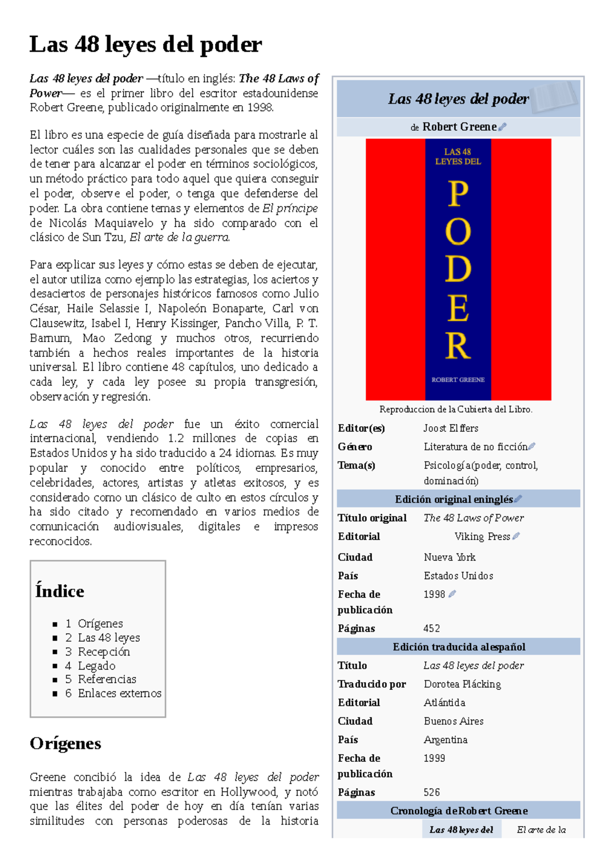 Las 48 leyes del poder - Wikipedia - Las 48 leyes del poder de Robert Greene Reproduccion de la ...