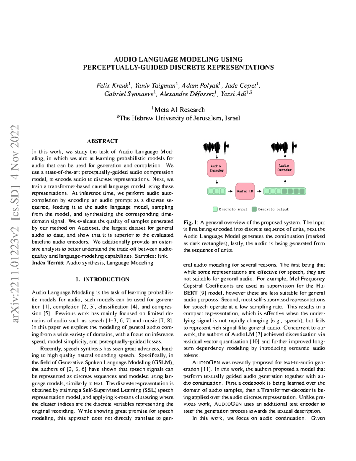 2211 - AUDIO LANGUAGE MODELING USING PERCEPTUALLY-GUIDED DISCRETE ...