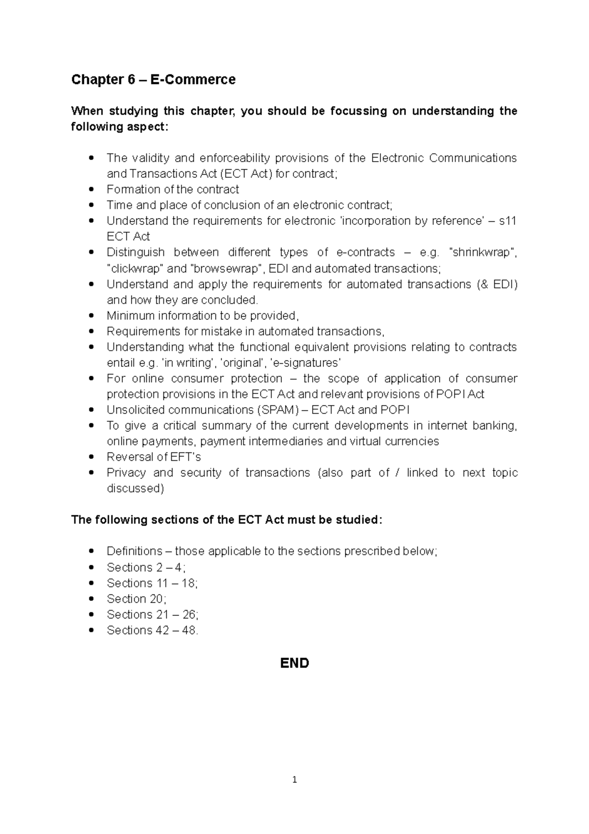 Chapter 6 Study requirements outline - E-Commerce - Chapter 6 – E-Commerce When studying this ...