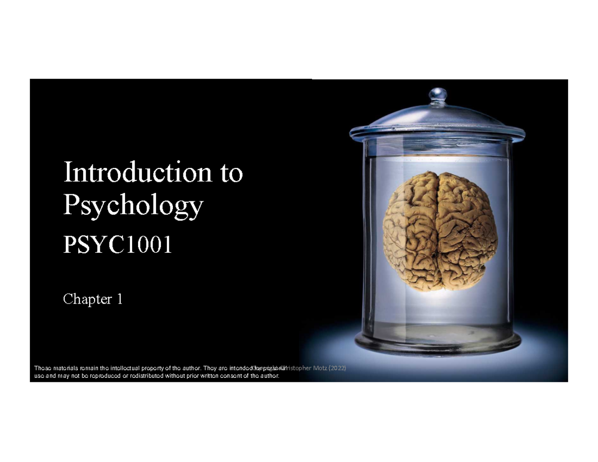 Chapter 1 Lecture Notes (1 slide per page) - Introduction to Psychology ...