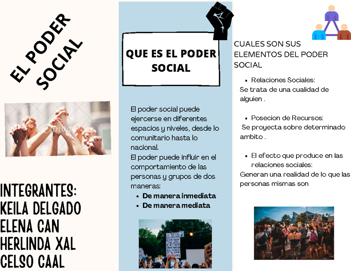 Triptico - De manera inmediata De manera mediata El poder social puede ...