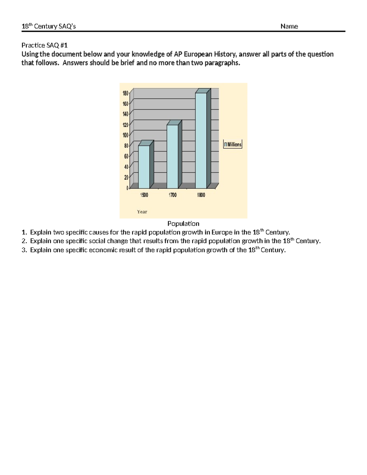 Practice SAQ 18th C - Yay - 18 th Century SAQ’s Name Practice SAQ ...