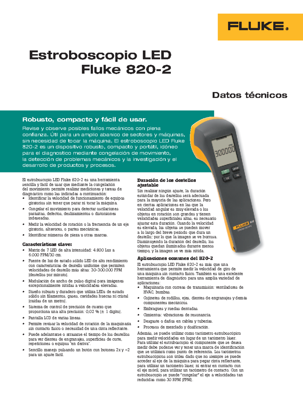 MT- Estroboscopio 820-2 Fluke - Duración de los destellos ajustable Sin ...