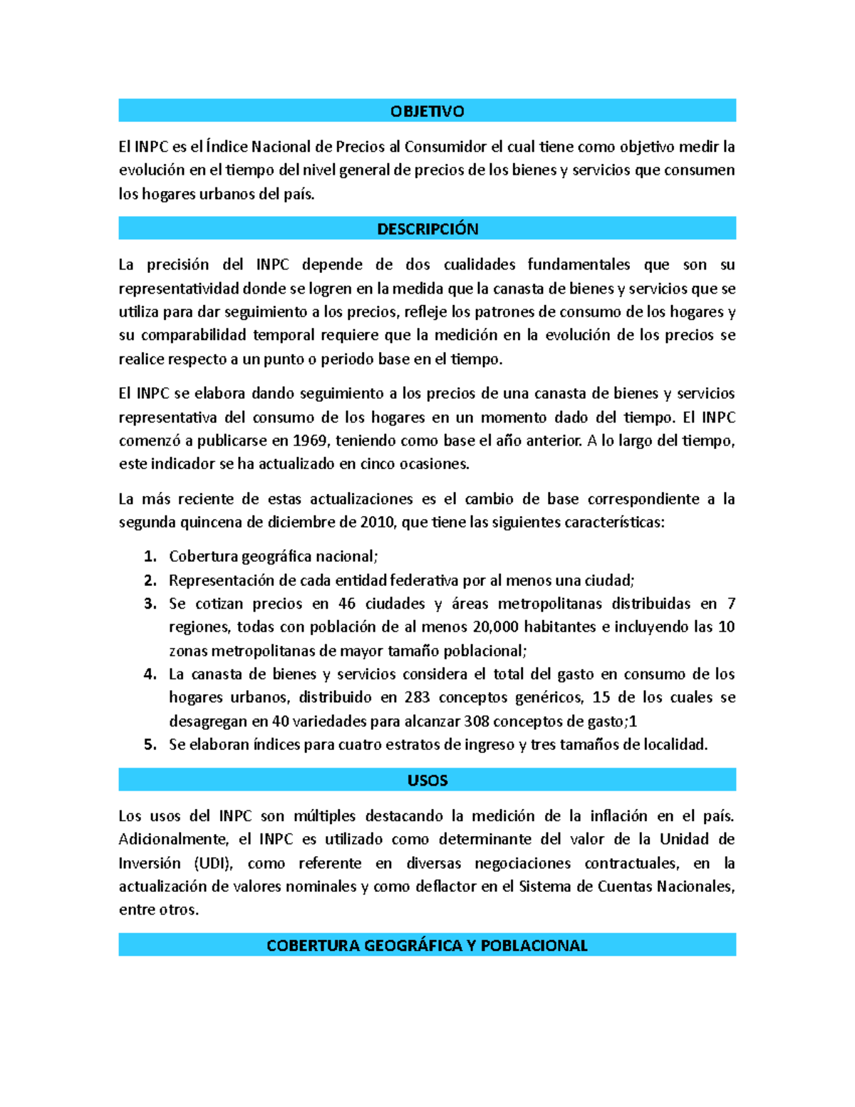 A10 Cálculo del INPC - 10/10 - OBJETIVO El INPC es el Índice Nacional ...