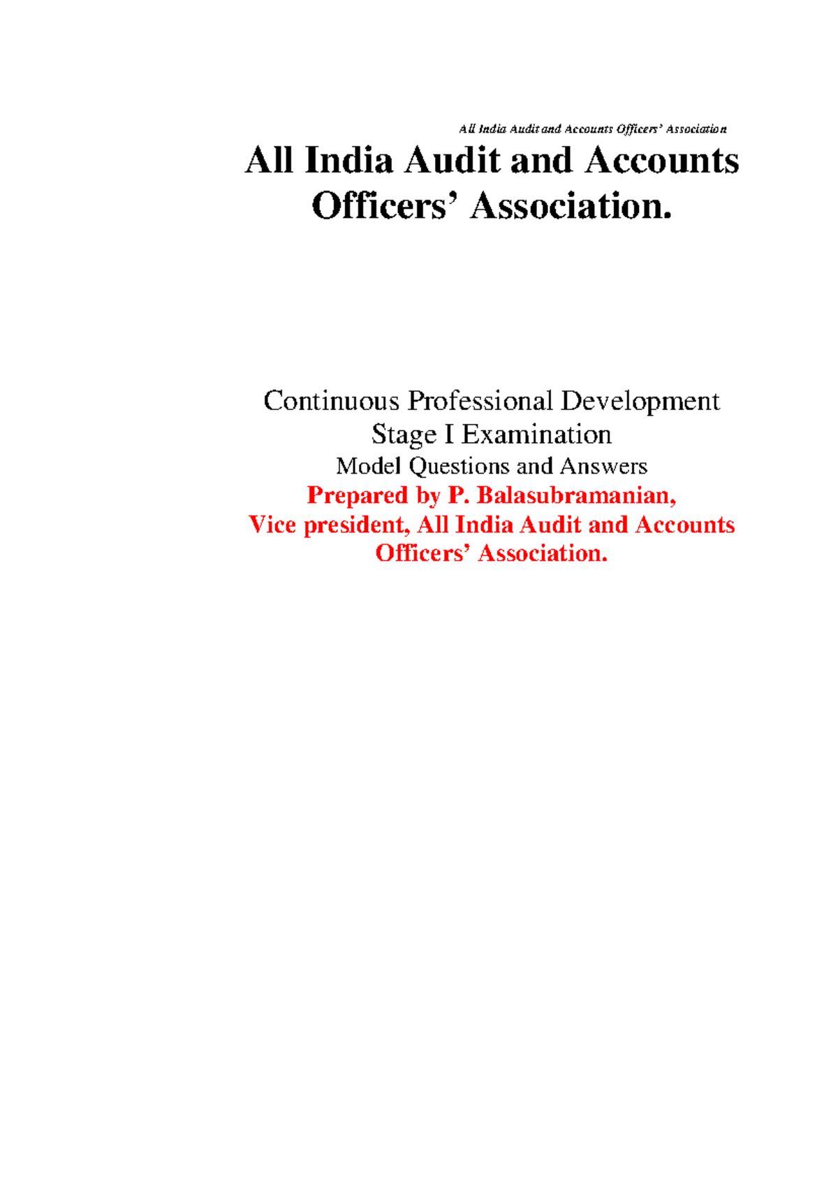 summary notes for CAG CPD1 EXAM - All India Audit and Accounts Officers ...