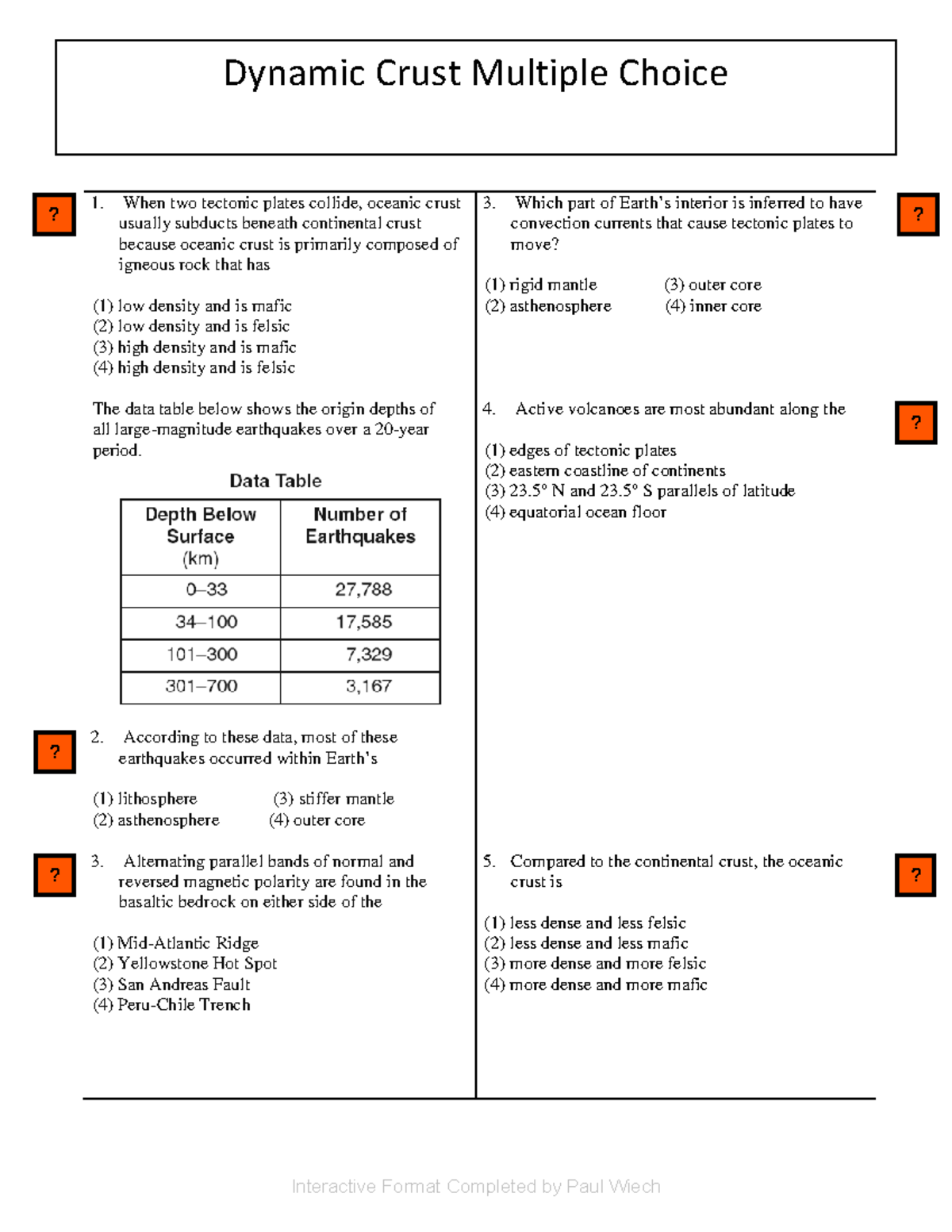 Dynamic Crust Multiple Choice question bank - Hjhkhjkhk When two ...
