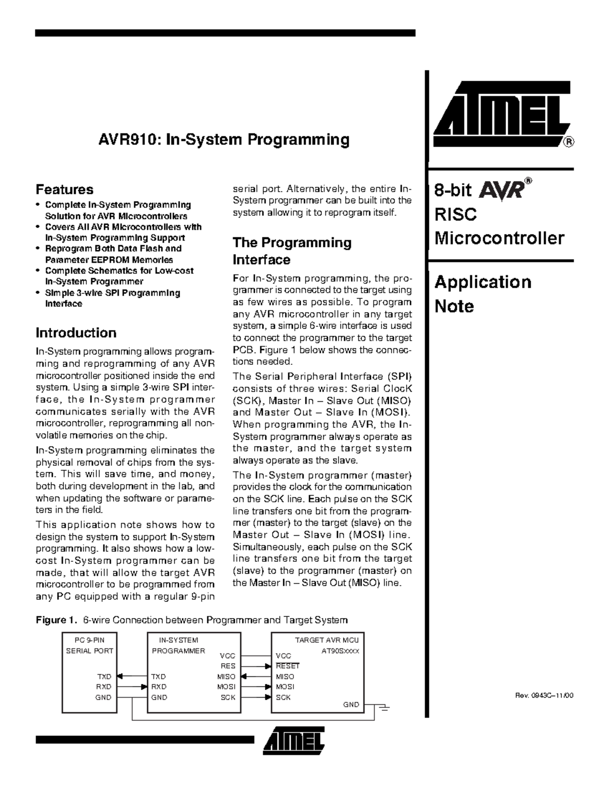 Am Tel AVR RISC - doc0943 - 1 AVR910: In-System Programming Features Complete In-System ...