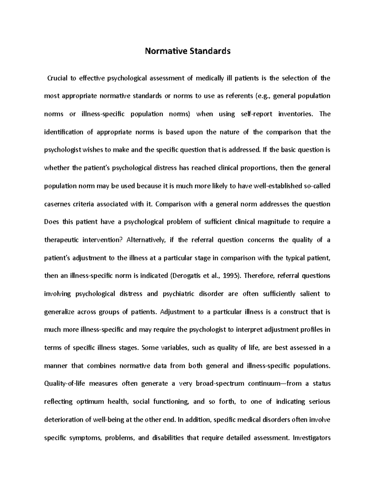 Normative Standards - Normative Standards Crucial to effective ...