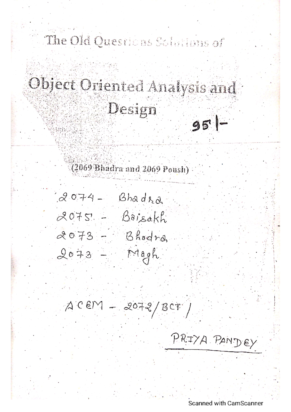 OOAD Handwritten Solution - Computer engineering - Studocu
