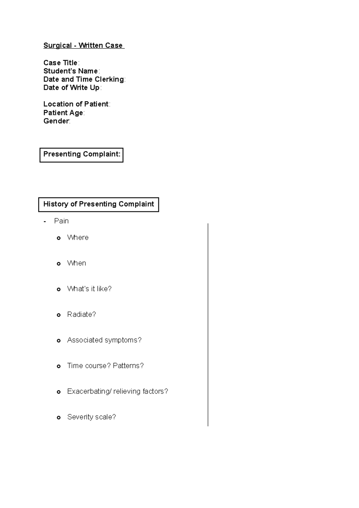 Surgical History Case - Template - Surgical - Written Case Case Title ...