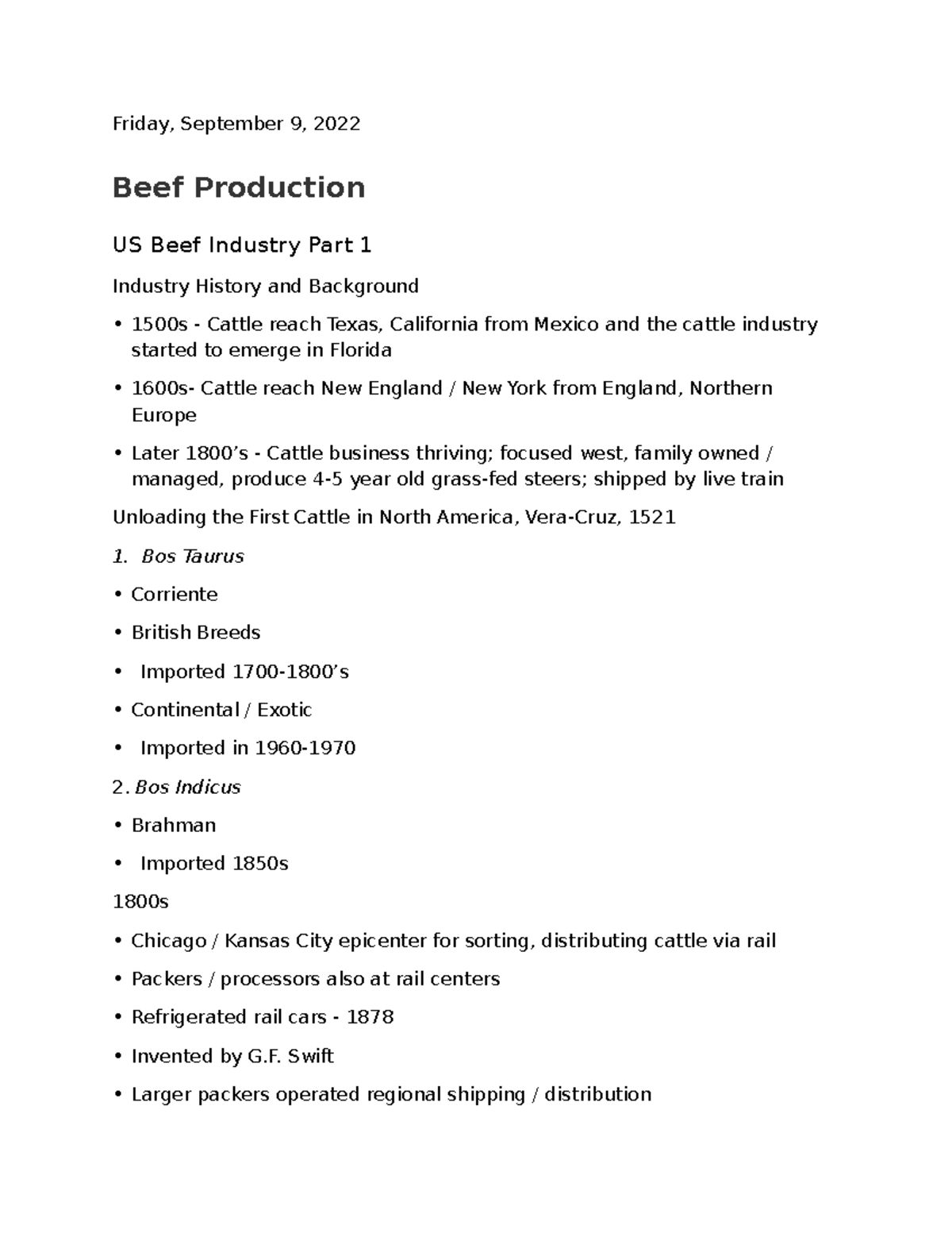 Beef production notes - Friday, September 9, 2022 Beef Production US ...