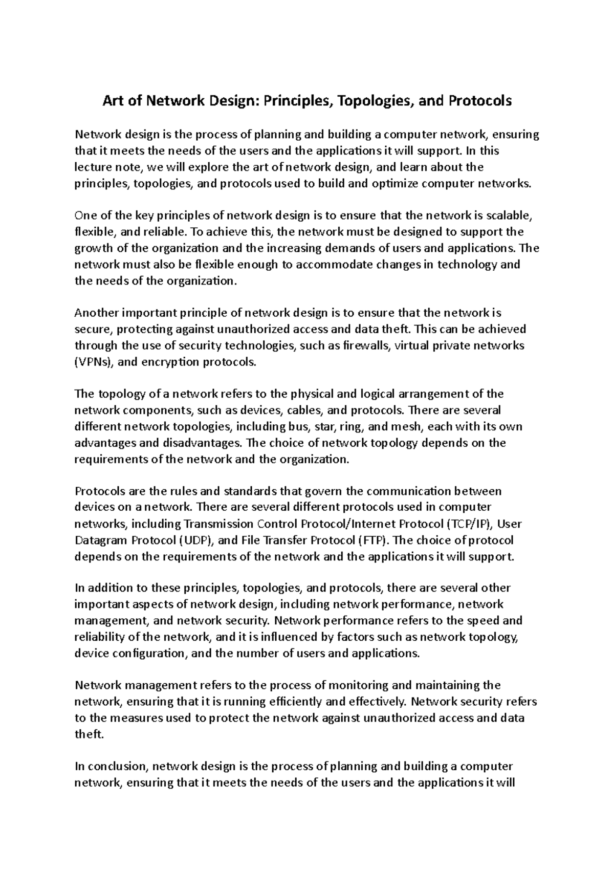 Art of Network Design- Principles, Topologies, and Protocols - In this ...