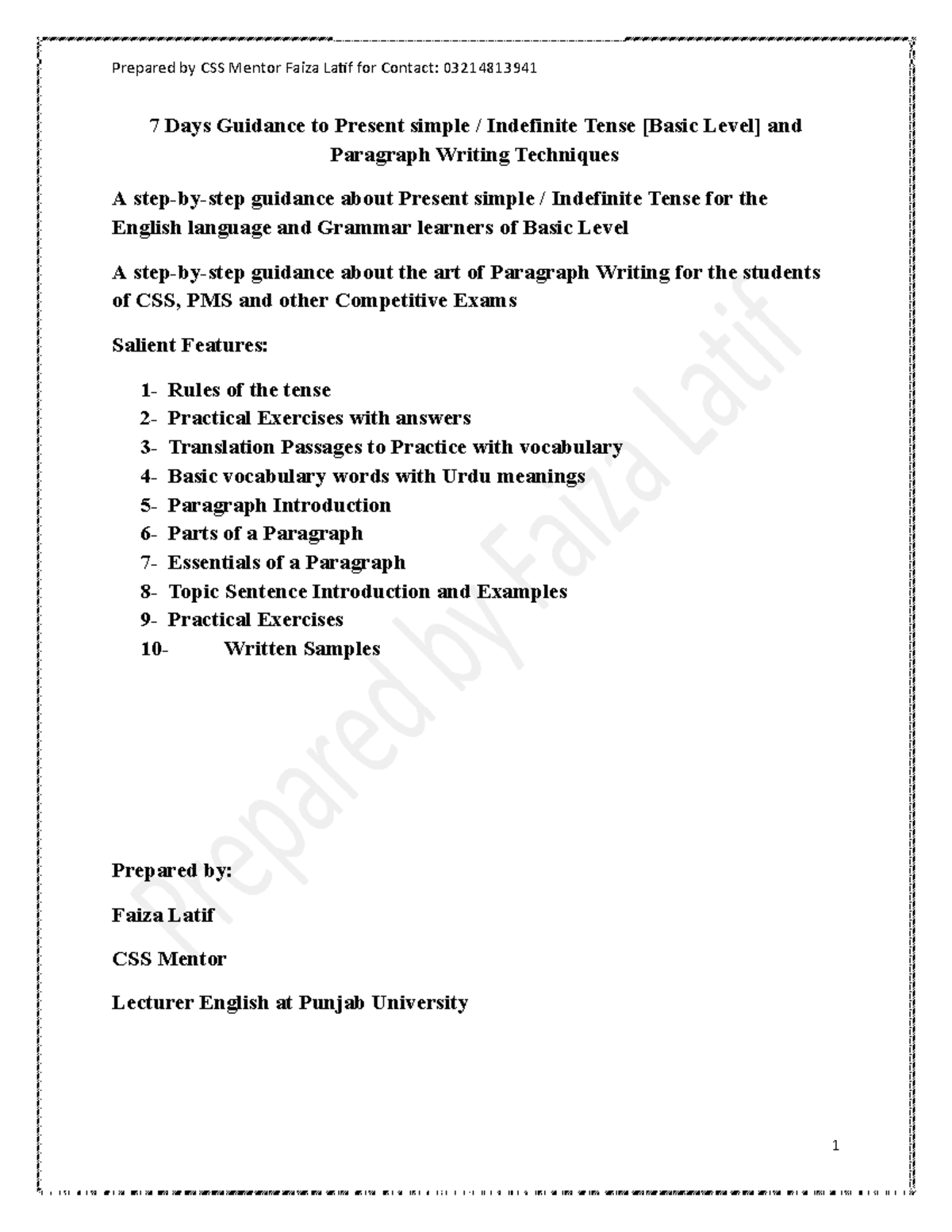 7 Days Guidance to Present simple and Paragraph Writing - English I ...