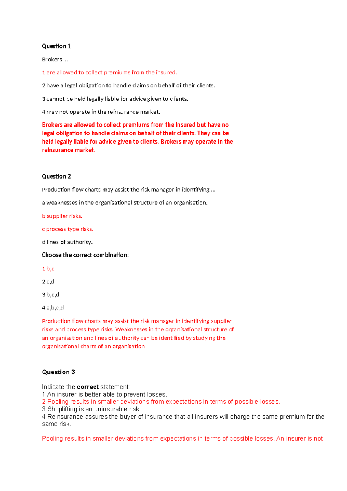 RSK3701 Questions and Answers for Exam - Question 1 Brokers ... 1 are ...