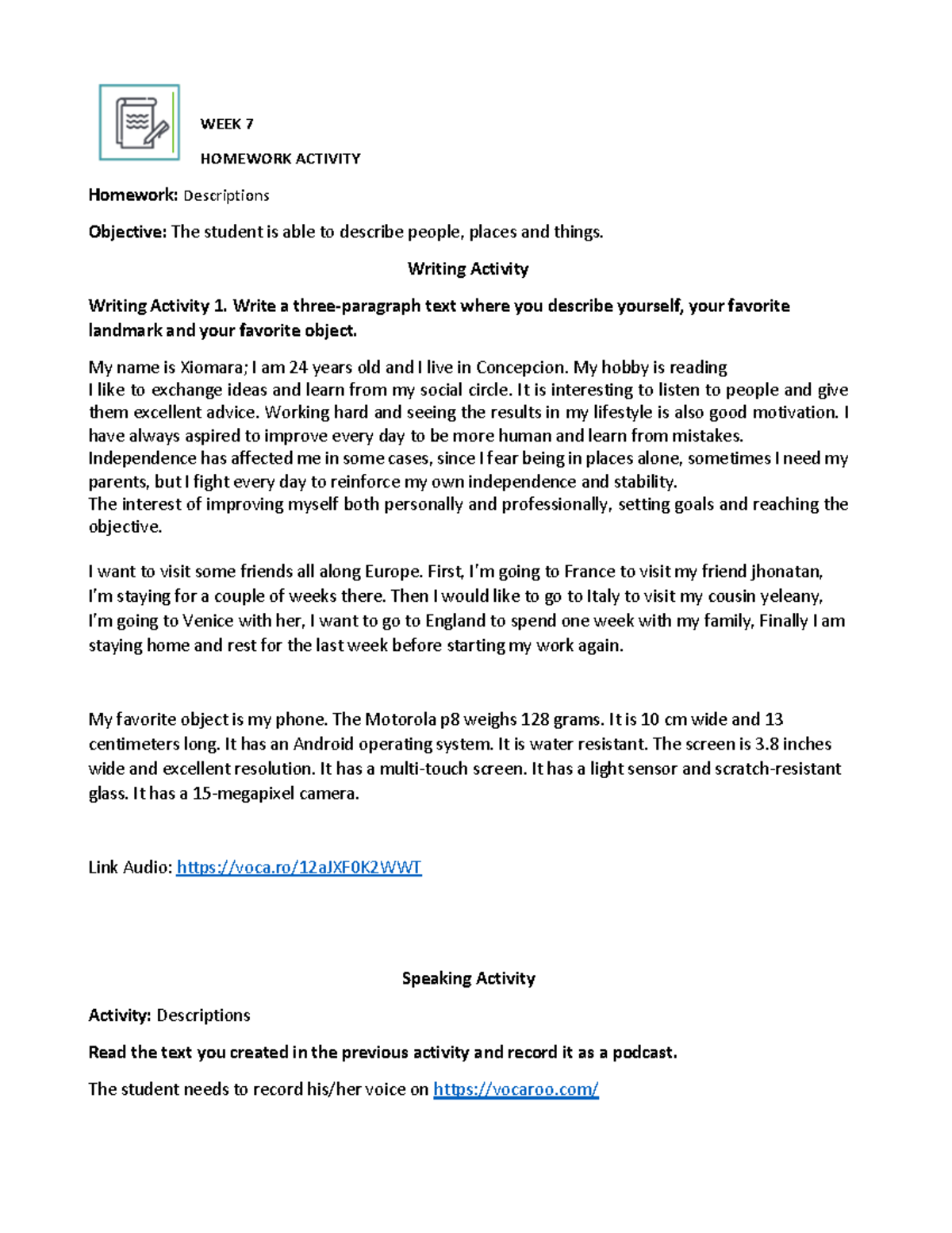 WEEK 7 TASK Xiomara celis - WEEK 7 HOMEWORK ACTIVITY Homework ...