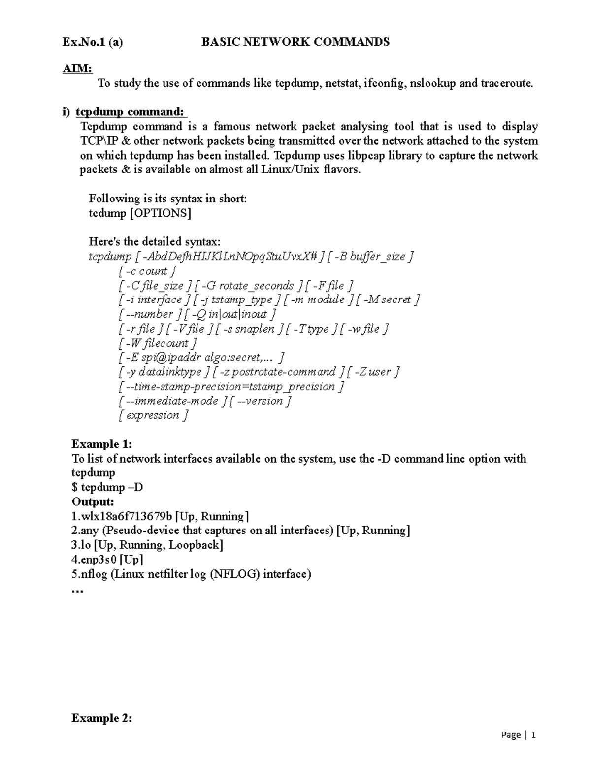 CSE- Cnlab-2019 - eee - Ex.No (a) BASIC NETWORK COMMANDS AIM: To study the use of commands like ...