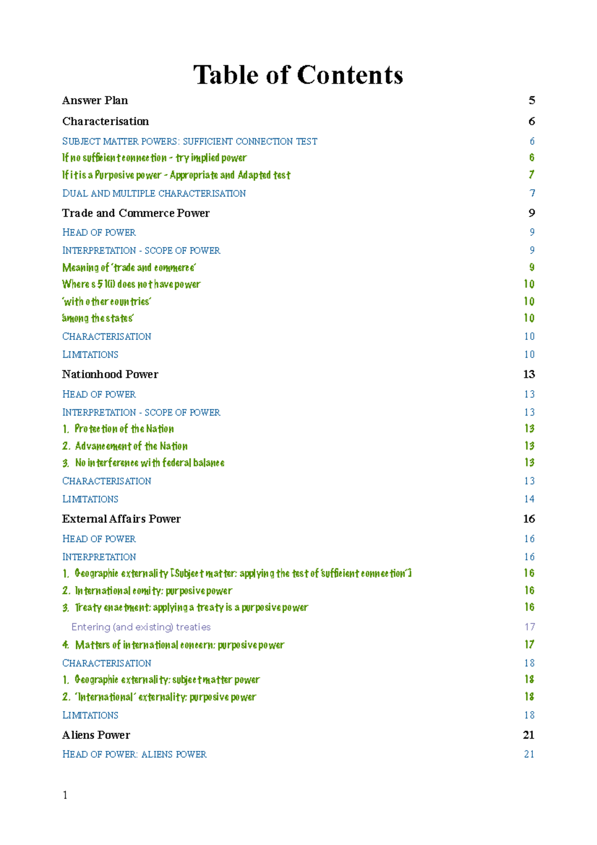 Constitutional Law Notes - Table of Contents Answer Plan ...