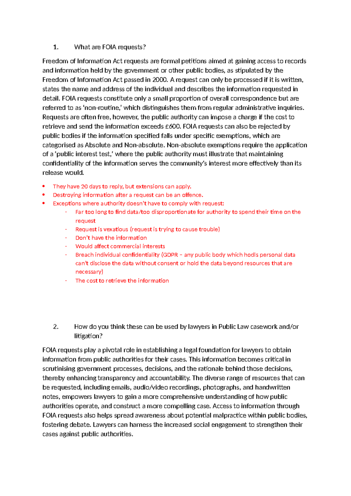 FOIA Session 2 Task - 1. What are FOIA requests? Freedom of Information ...