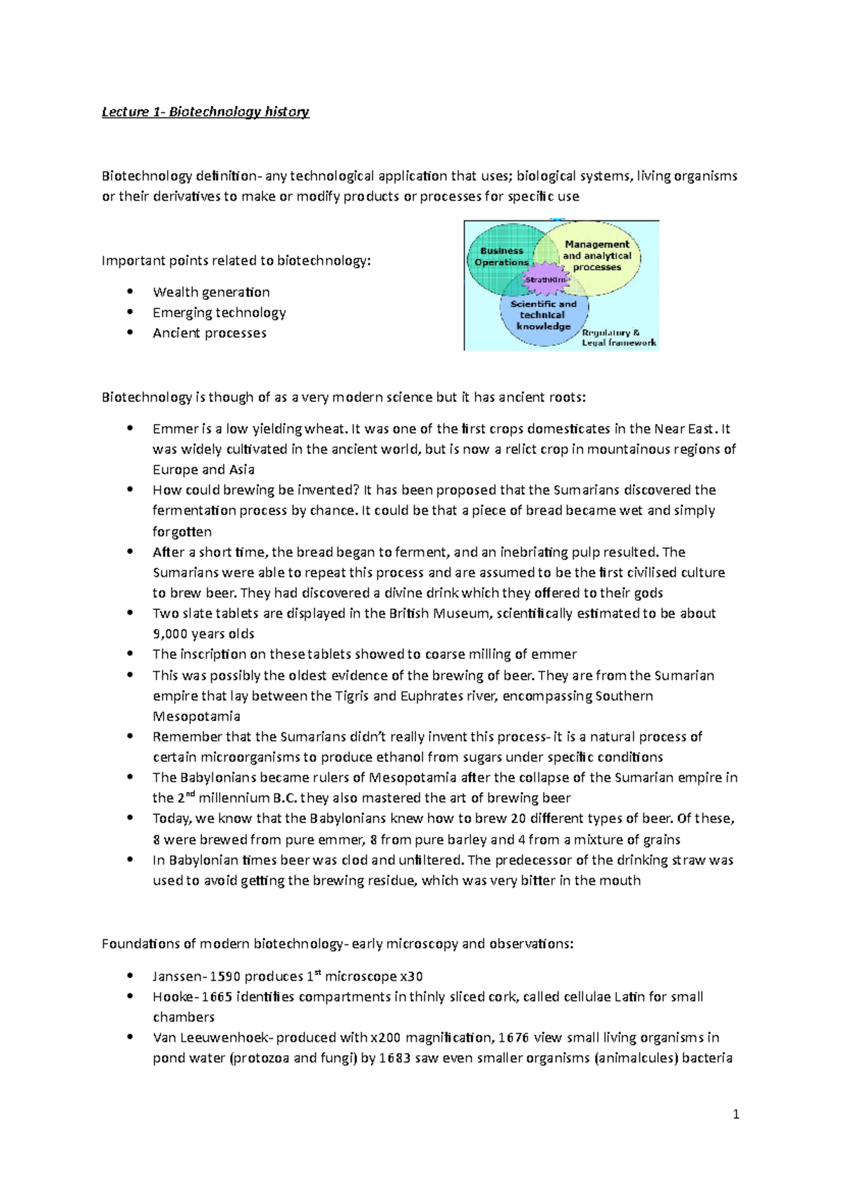 Biotechnology all lecture notes - Lecture 1- Biotechnology history ...