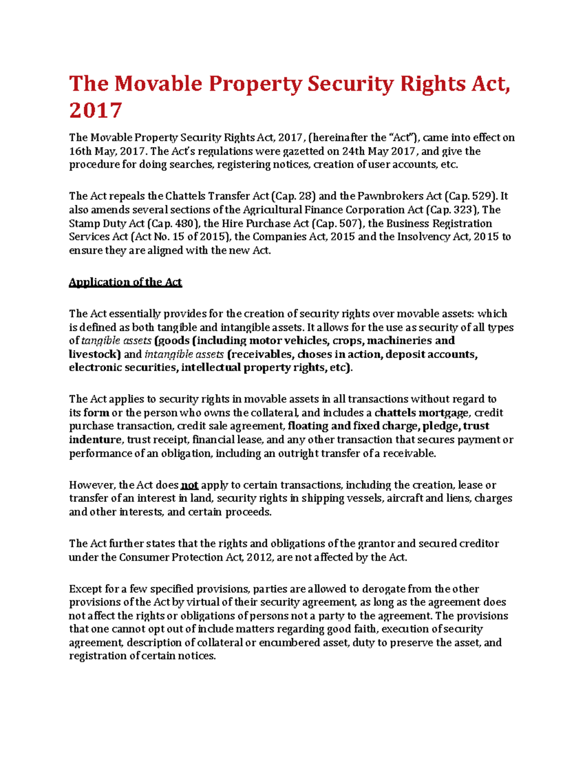 The Movable Property Security Rights Notes - The Movable Property ...