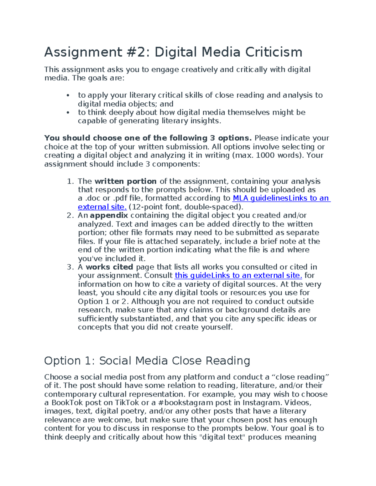 Assignment #2- Digital Media Criticism - The goals are: to apply your ...