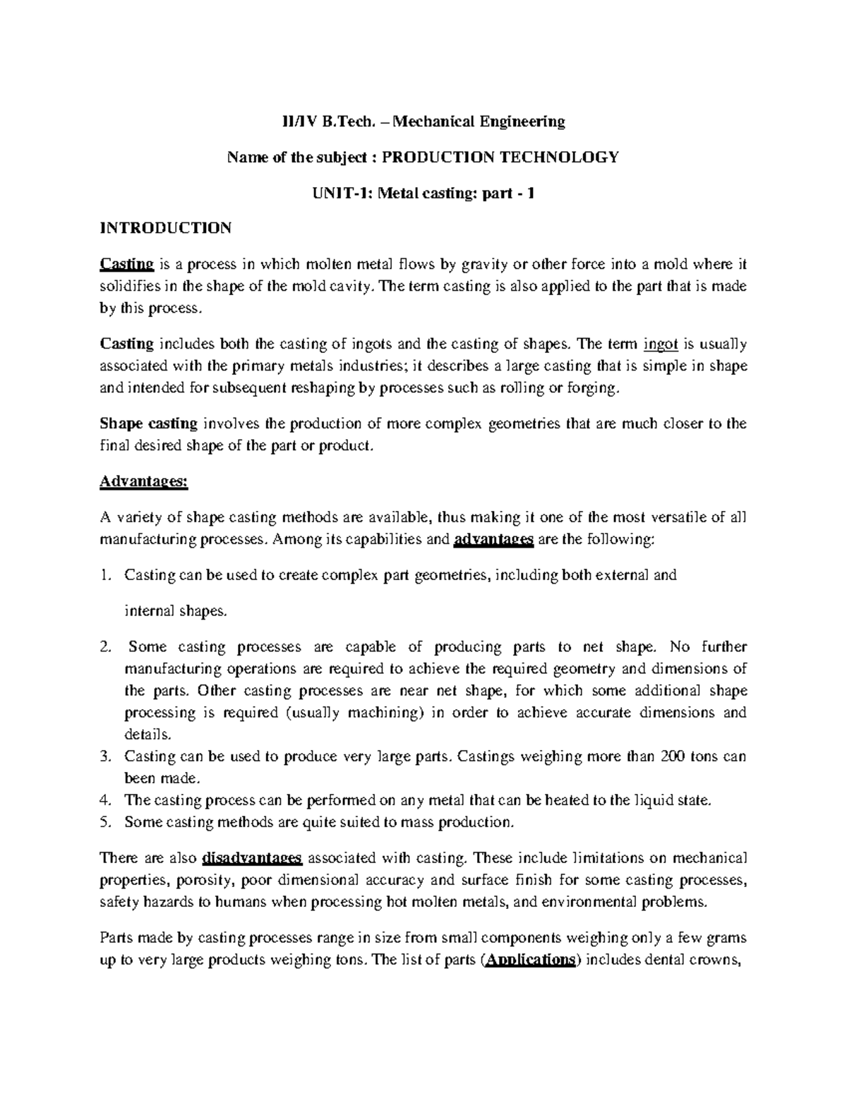 Production technology - AKTU - Studocu