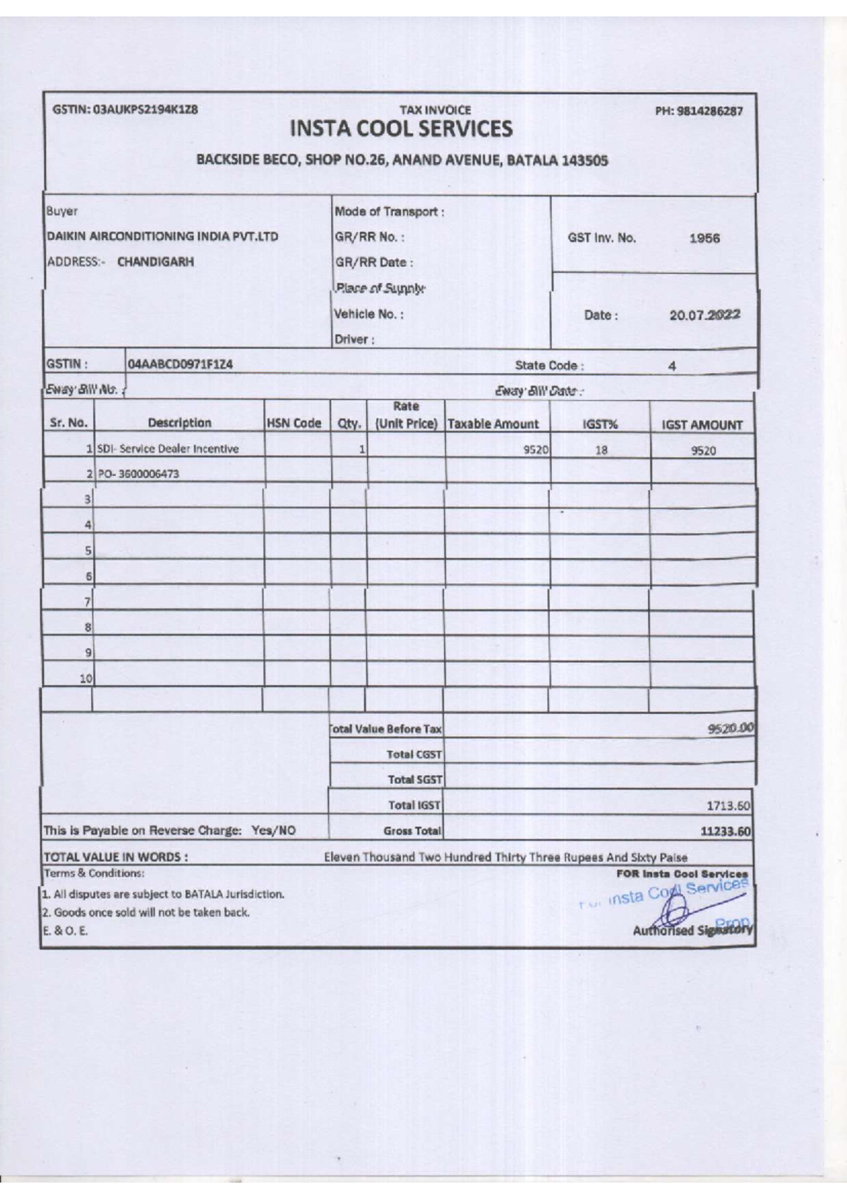 Invoice 1956 - psychological studies - Diploma in psychological studies ...