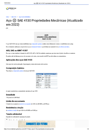 SAE 1020 - Propriedades Mecânicas - O aço SAE 1020 é um dos aços ao ...