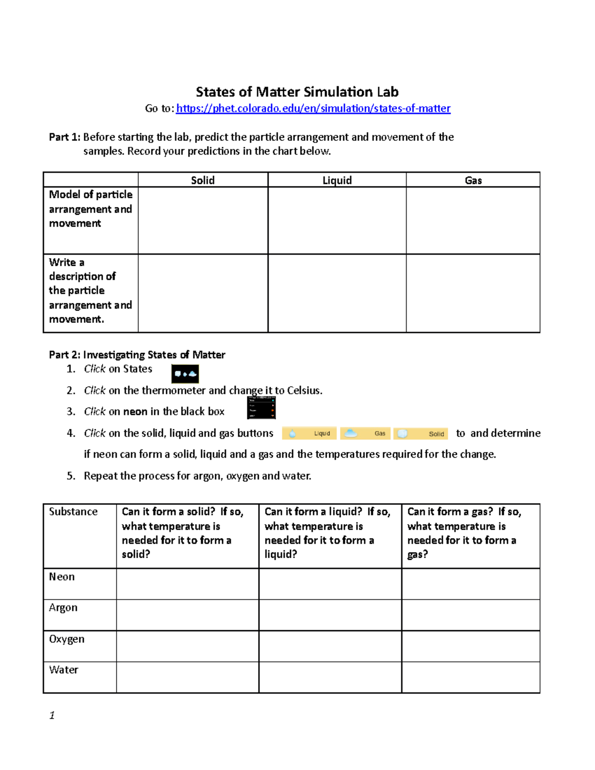 Lab #8 States of Matter - Physsics - States of Matter Simulation Lab Go ...