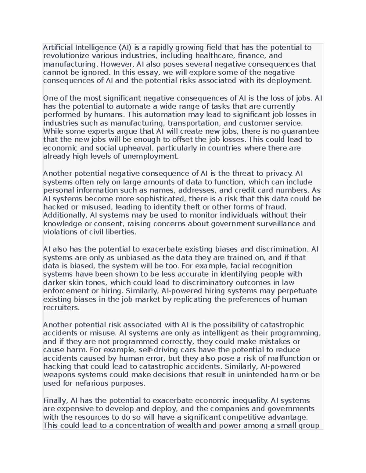 Artificial Intelligence - However, AI also poses several negative ...