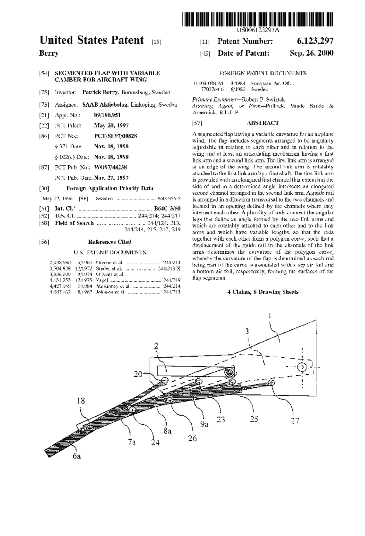 Flap Research - United States Patent (19) Berry USOO6123297A 11 Patent ...