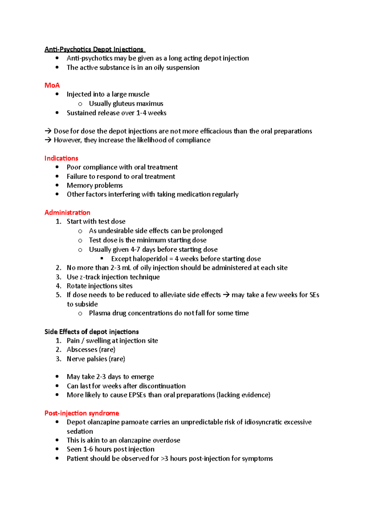 Pyschyatric Depot Injections - Anti-Psychotics Depot Injections Anti ...