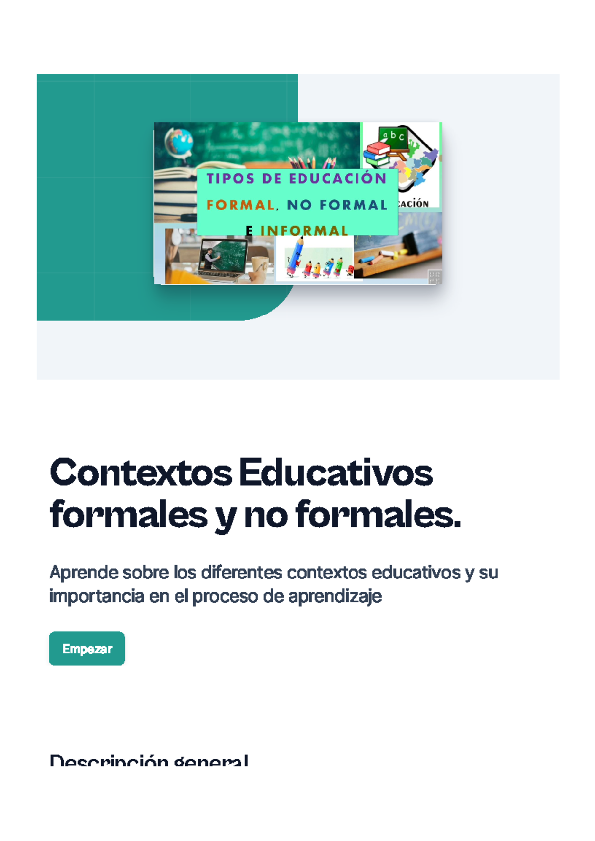 Contextos educativos formales y no formales - Aprende sobre los ...