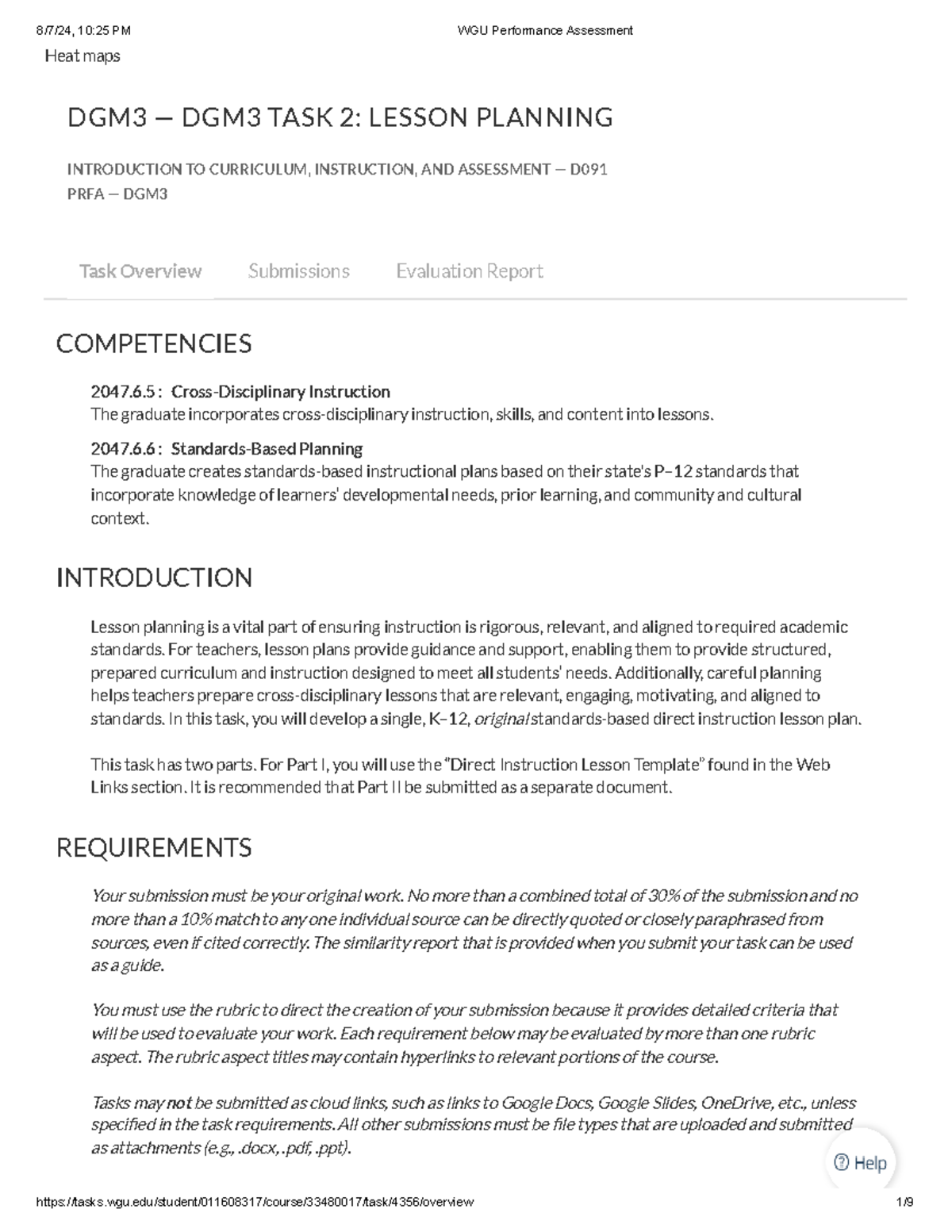 WGU Performance Assessment 12 - Heat maps DGM3 — DGM3 TASK 2: LESSON ...
